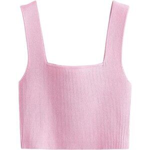 Tops | Solid Ribbed Knit Crop Top Tank Light Pink | Poshmark